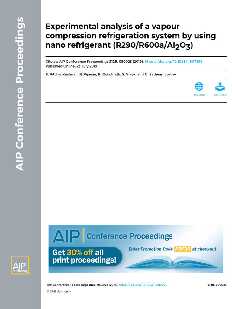 Nano Refrigerant in Vapor Compression Systems | PDF | Propane ...