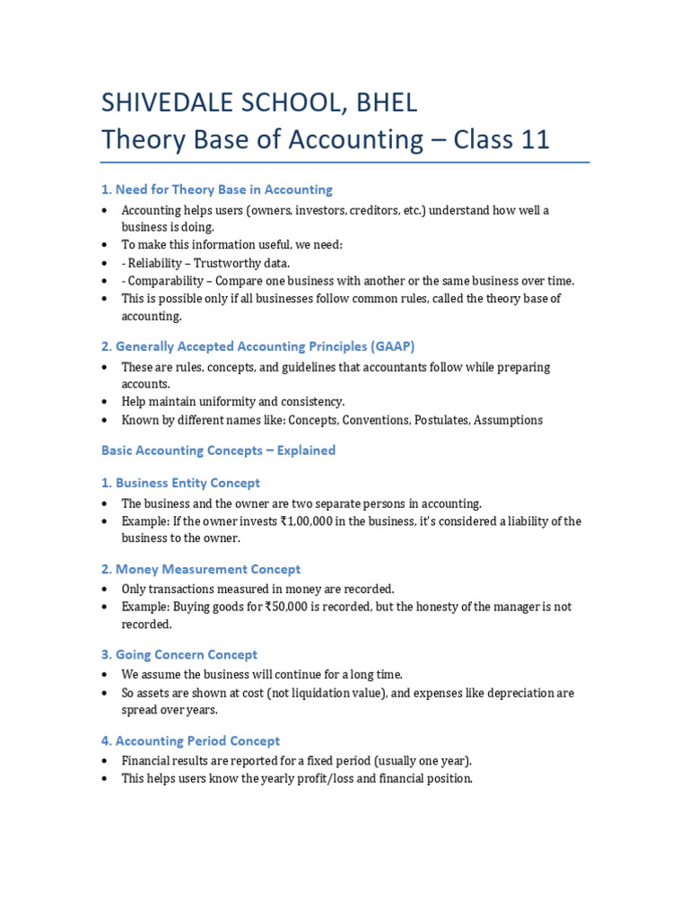 Class 11 Theory Base of Accounting Notes | PDF | Debits And Credits ...