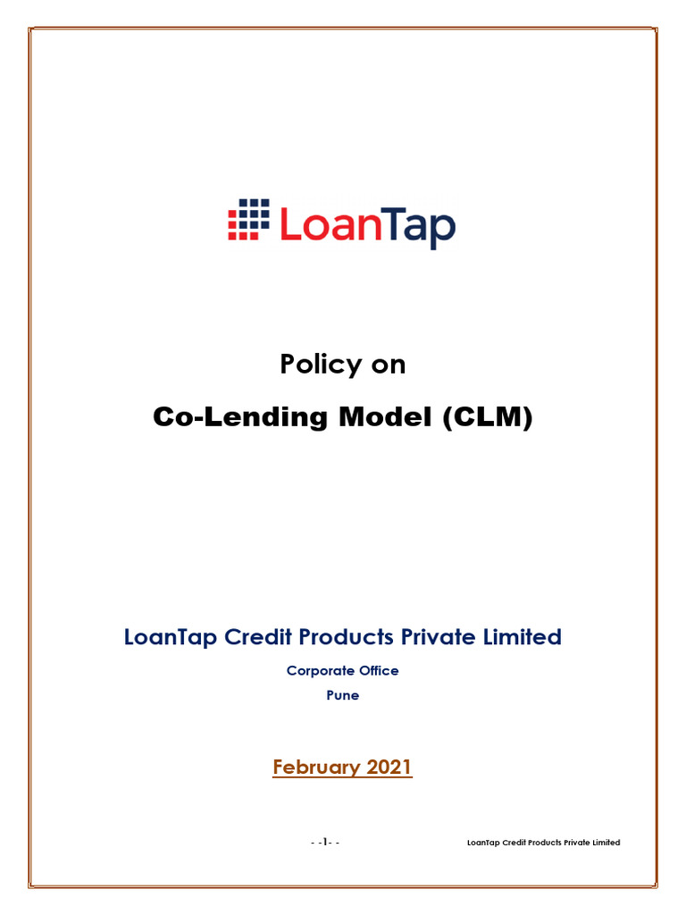 LoanTaps Approved Co Lending Policy | PDF | Loans | Banks