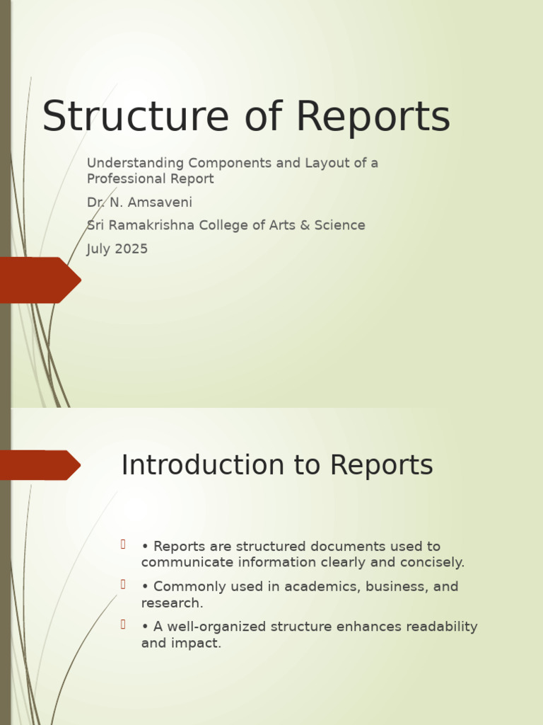Structure of Reports | PDF