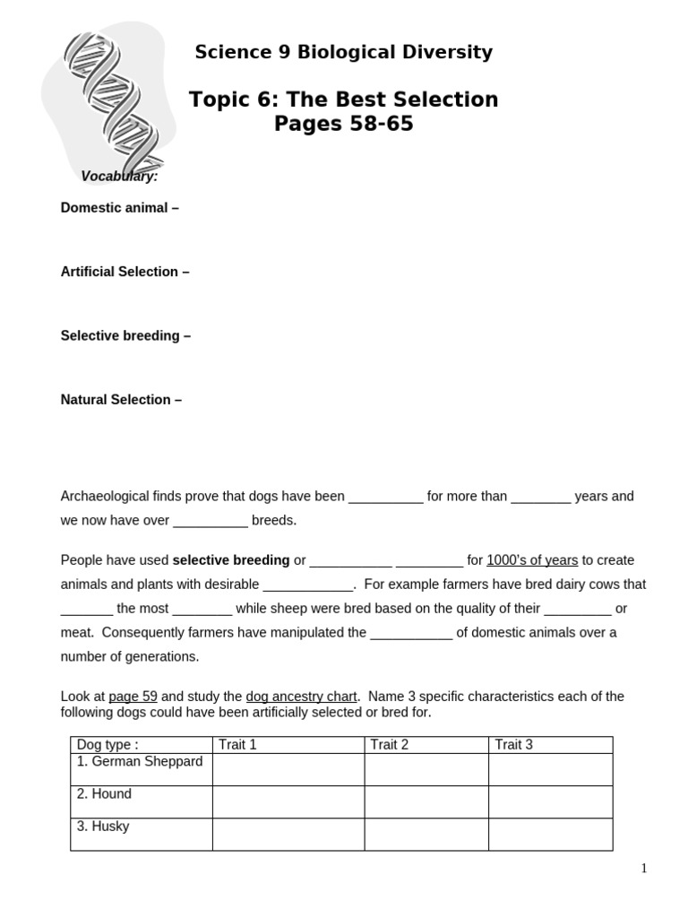 Biodiversity Topic 6 Notes | PDF | Selective Breeding | Natural Selection