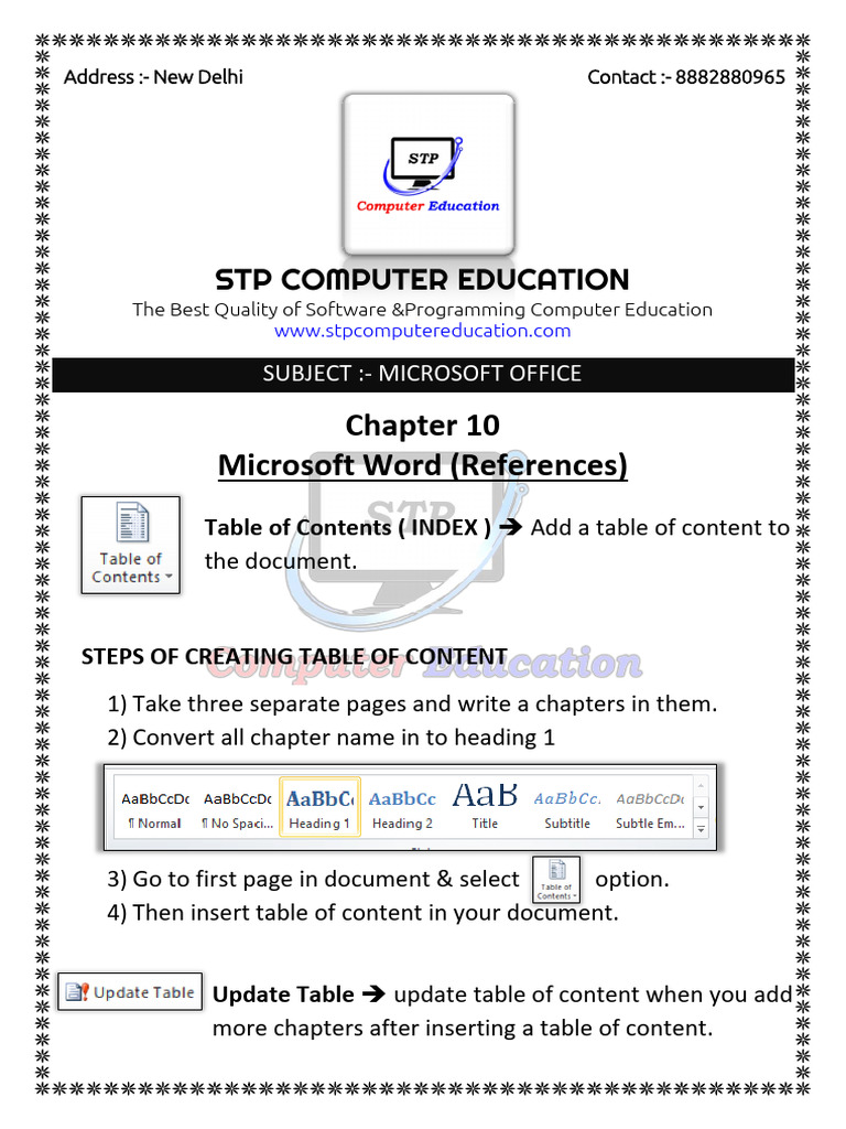 Chapter - 10 Ms Word (References) | PDF