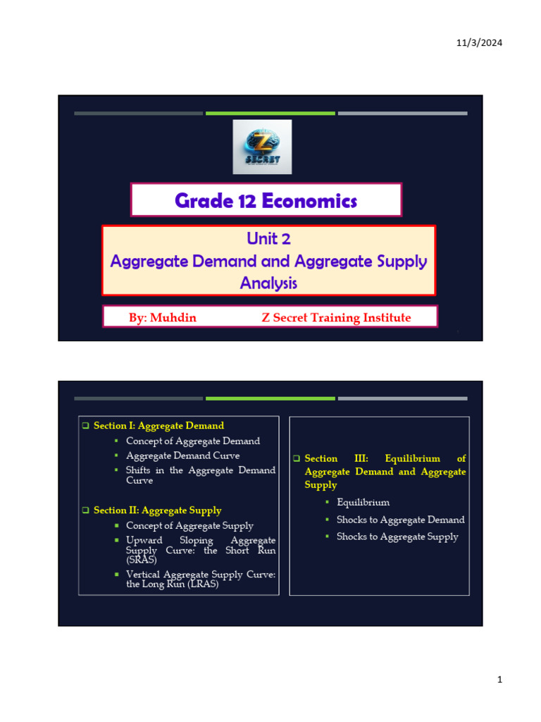 Grade 12 Economics Unit 2 | PDF | Aggregate Demand | Consumption ...