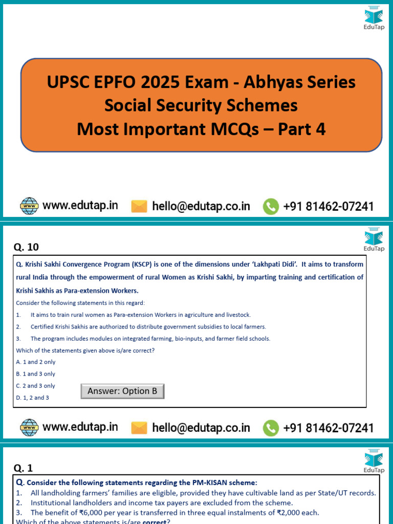 17th May 2025 Social Security Schemes Most Important MCQs Part IV | PDF | Economies | Financial ...