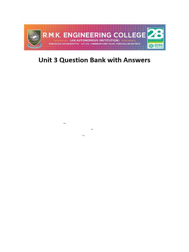 Unit 3 Question Bank With Answers III Sem 2023-24 | PDF | Love | Happiness