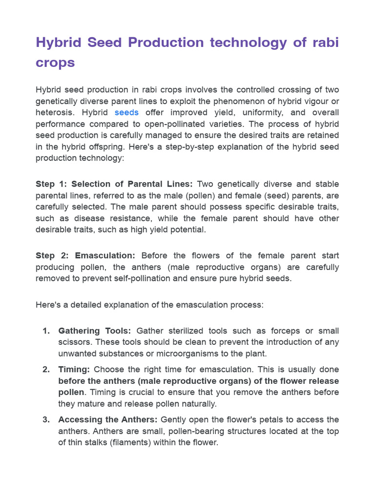 Crop Improvement Notes Mid Term | PDF | Flowers | Pollination