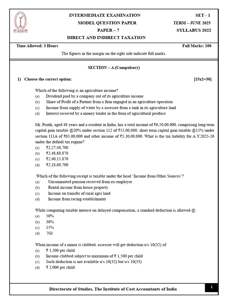 Intermediate Taxation Exam Paper 2025 | PDF | Taxes | Value Added Tax