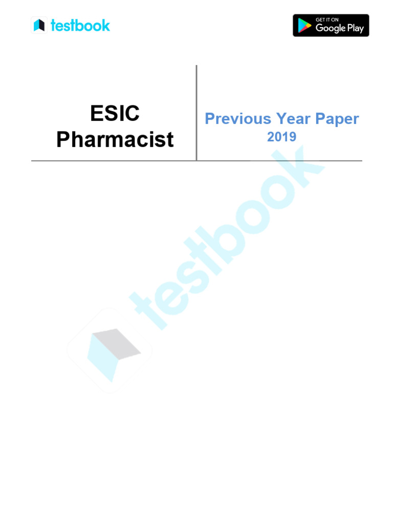 ESIC Pharmacist 2019 Main Exam Paper | PDF | Chess Theory | Chess
