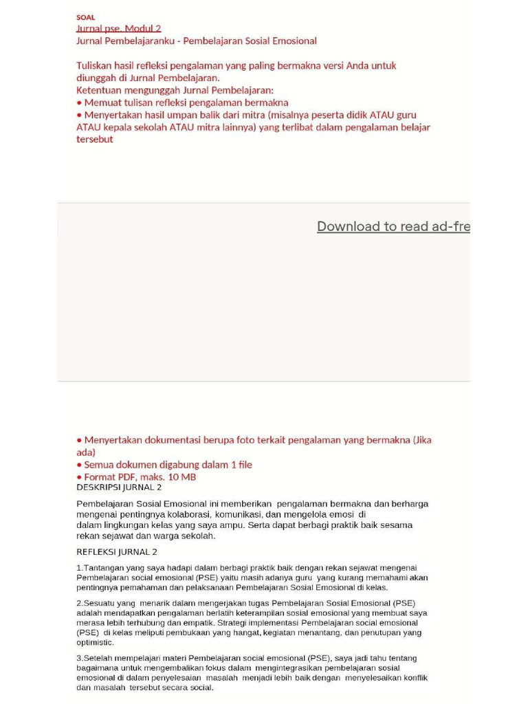 Deskripsi Dan Refleksi Upload Jurnal 2 PSE | PDF