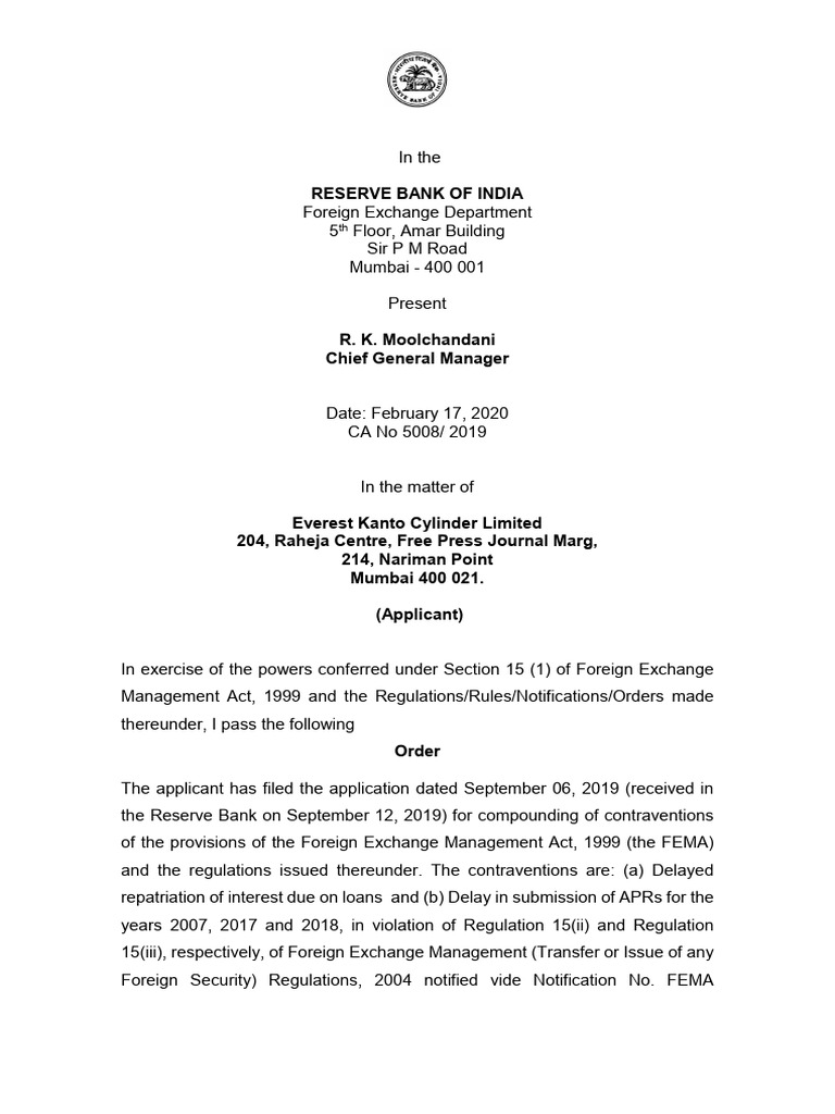 Compounding Order for Everest Kanto Cylinder | PDF | Justice | Crime ...
