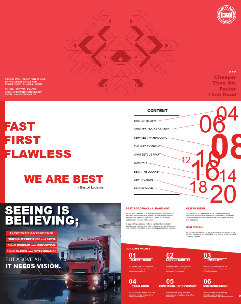 Best Roadways: Premier Logistics Solutions | PDF | Warehouse | Cargo