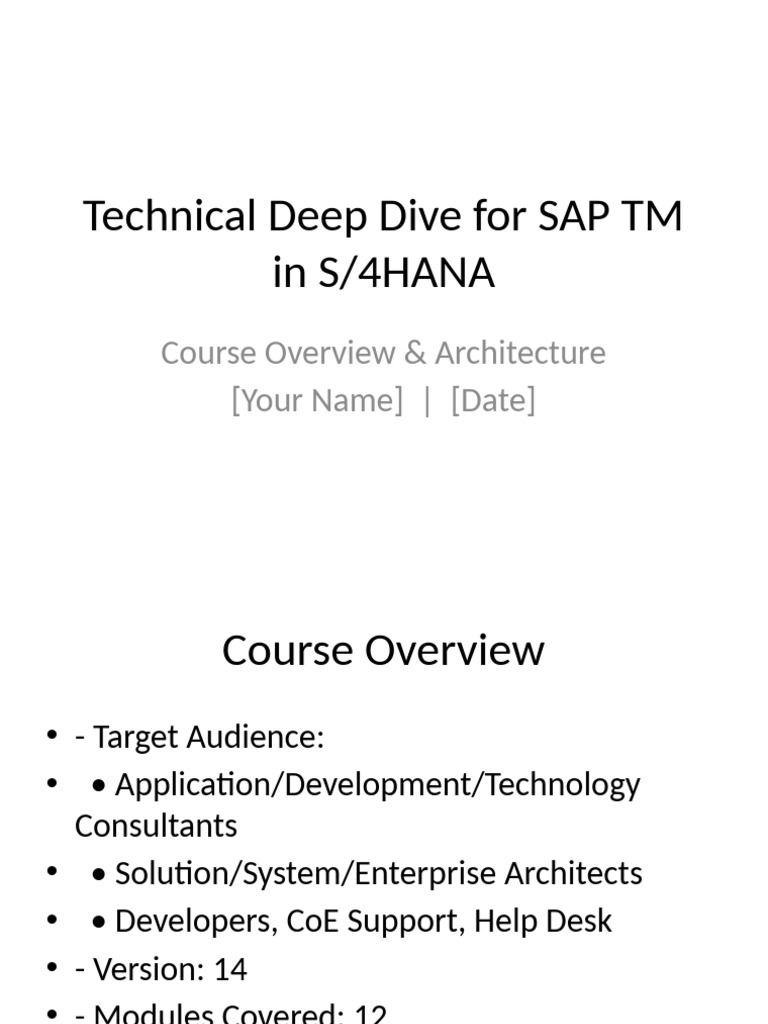 SAP TM Deep Dive Presentation With Diagrams | PDF