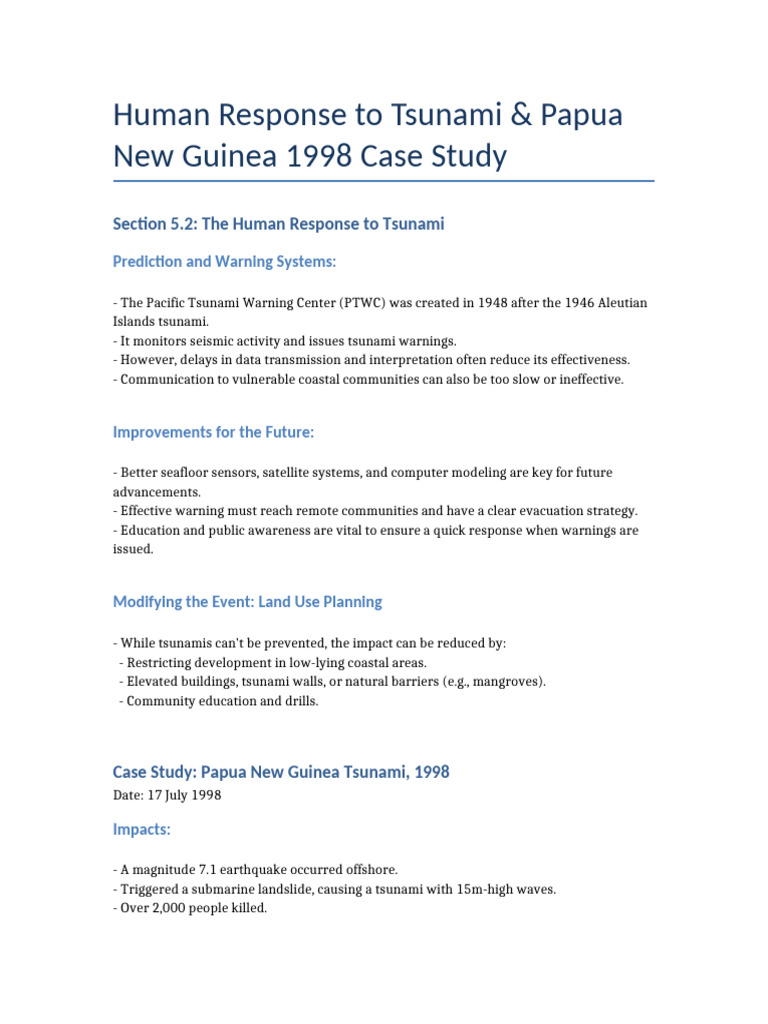 Tsunami Response Strategies in PNG | PDF