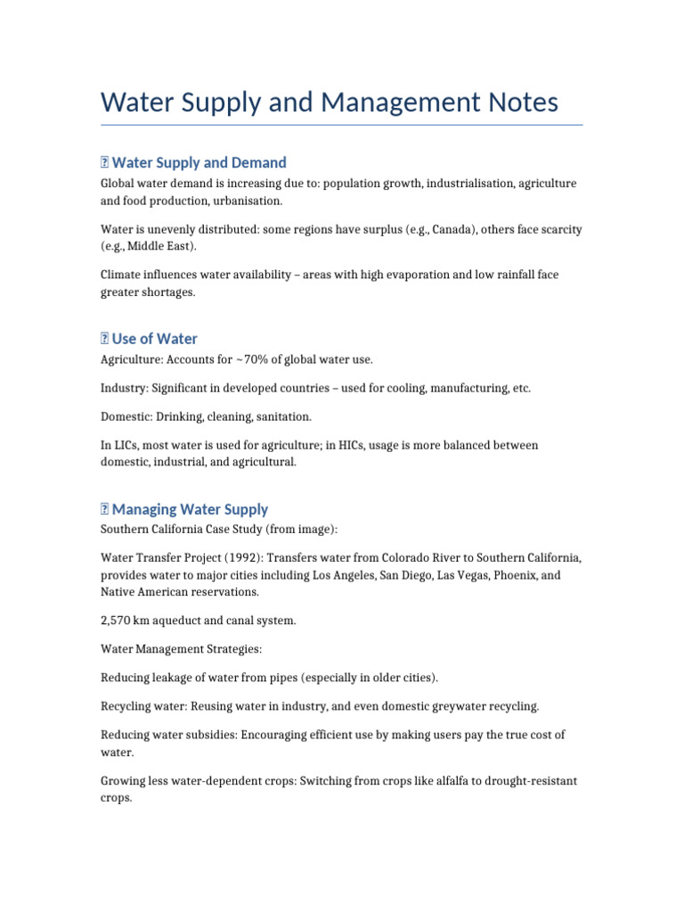 Water Supply Management and Challenges | PDF | Water Scarcity | Water