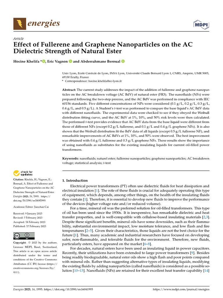 Fullerene & Graphene in Natural Ester Dielectrics | PDF | Permittivity ...