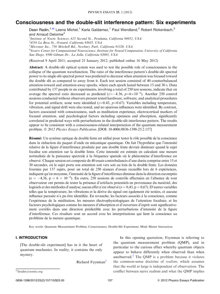 Consciousness and The Double Slit Interf | PDF | Effect Size | Wavelength