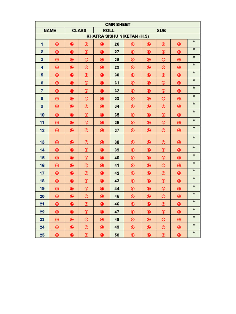 Omr Sheet | PDF