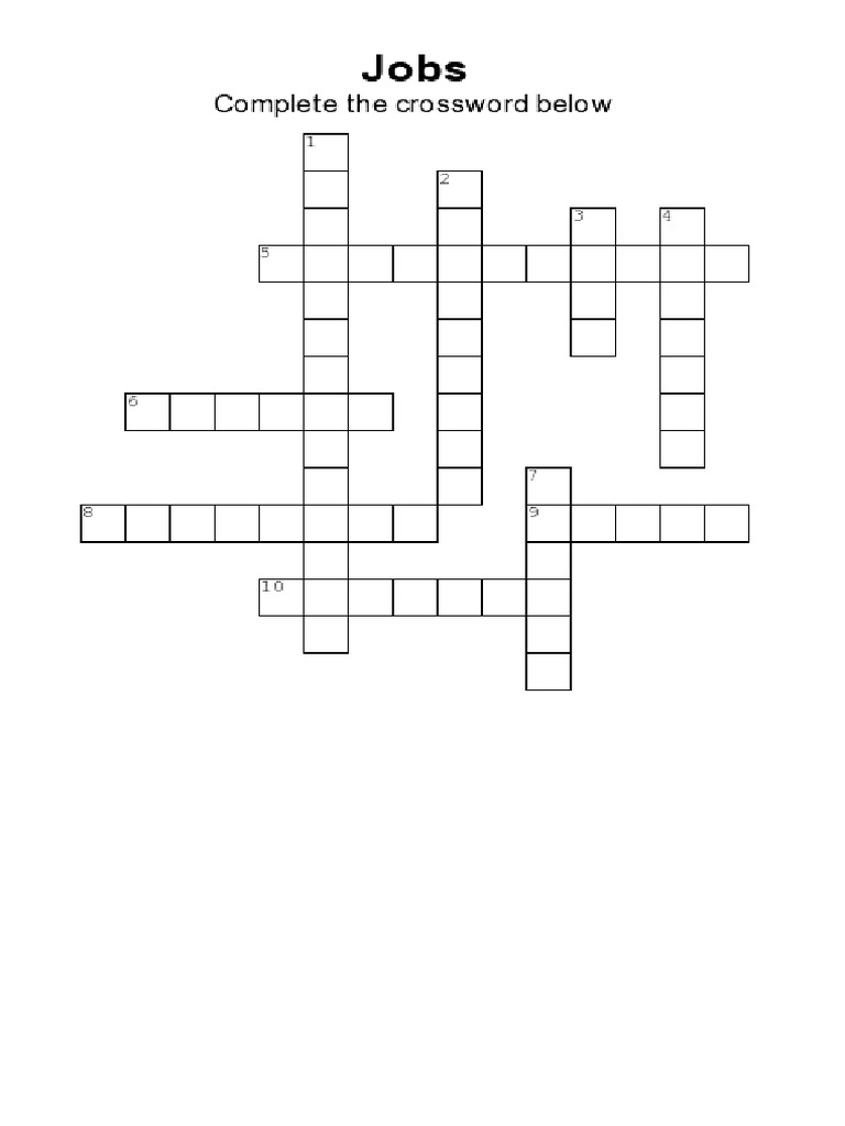 Crossword Puzzle JOBS | PDF