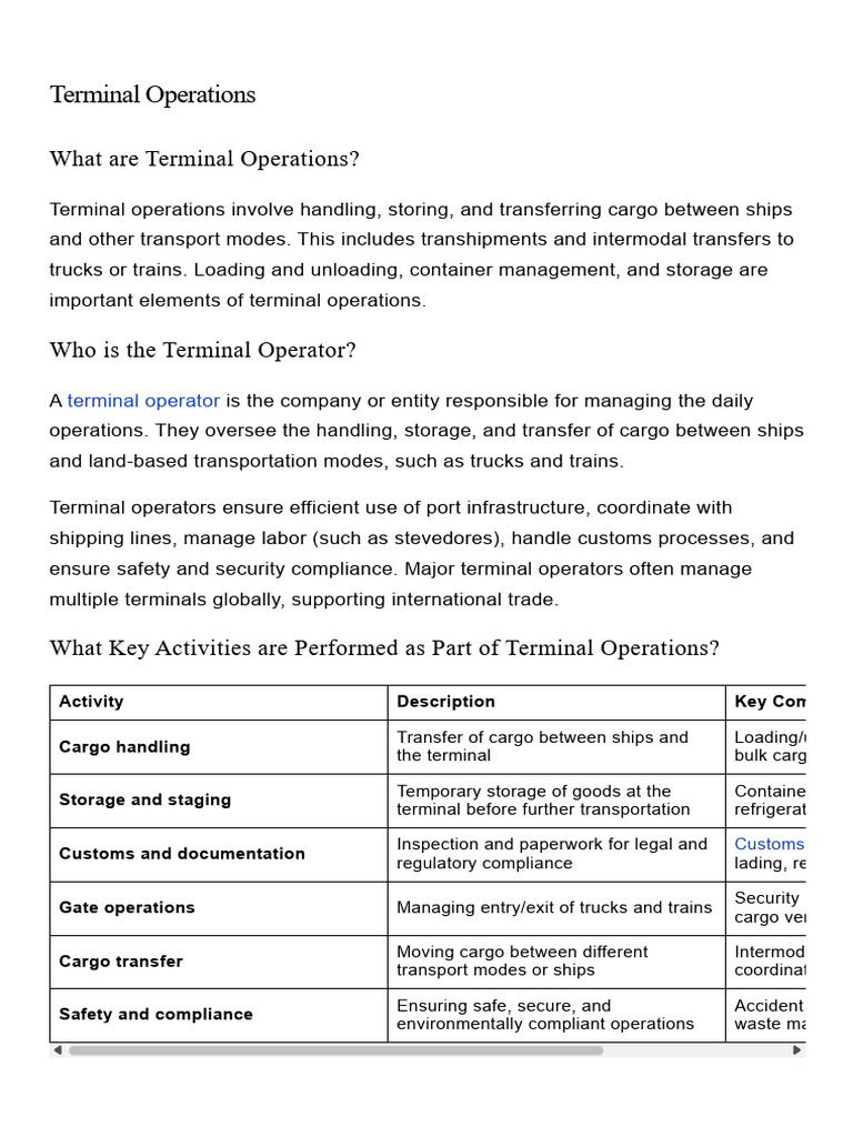 Understanding Terminal Operations | PDF | Port | Supply Chain
