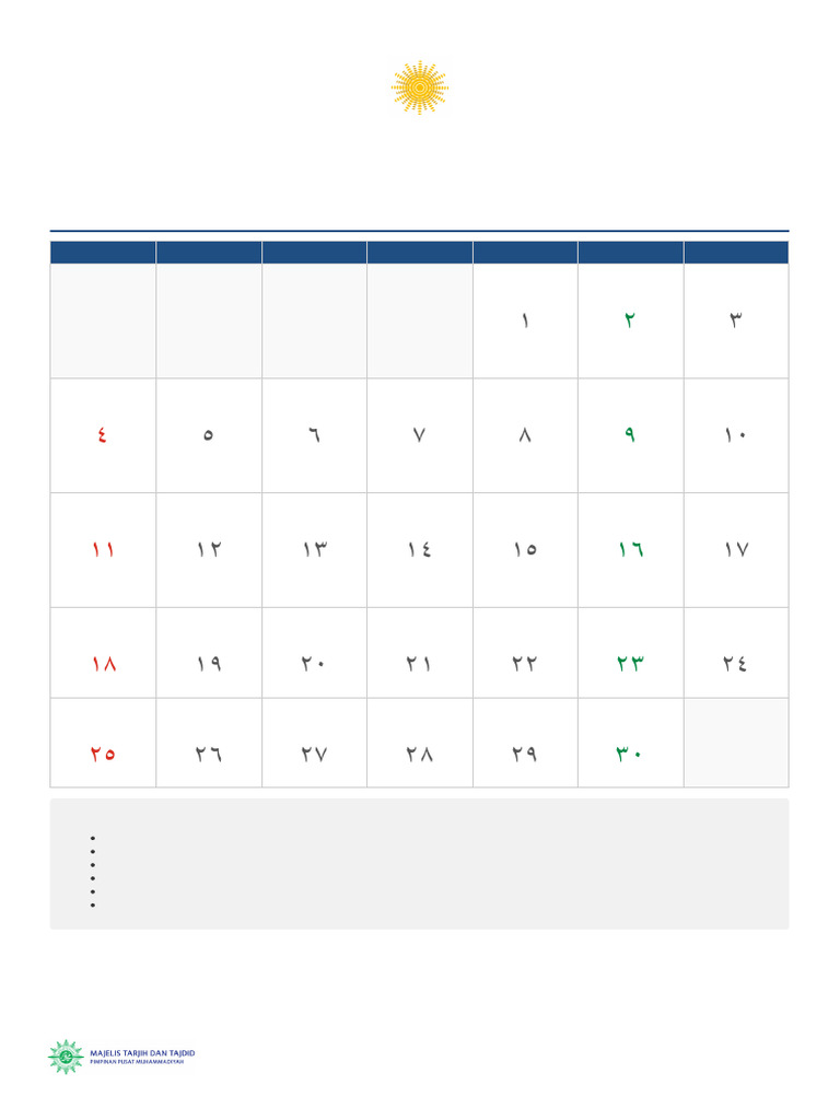 Kalender Hijriah Global Tunggal 1447 H Muhammadiyah | PDF