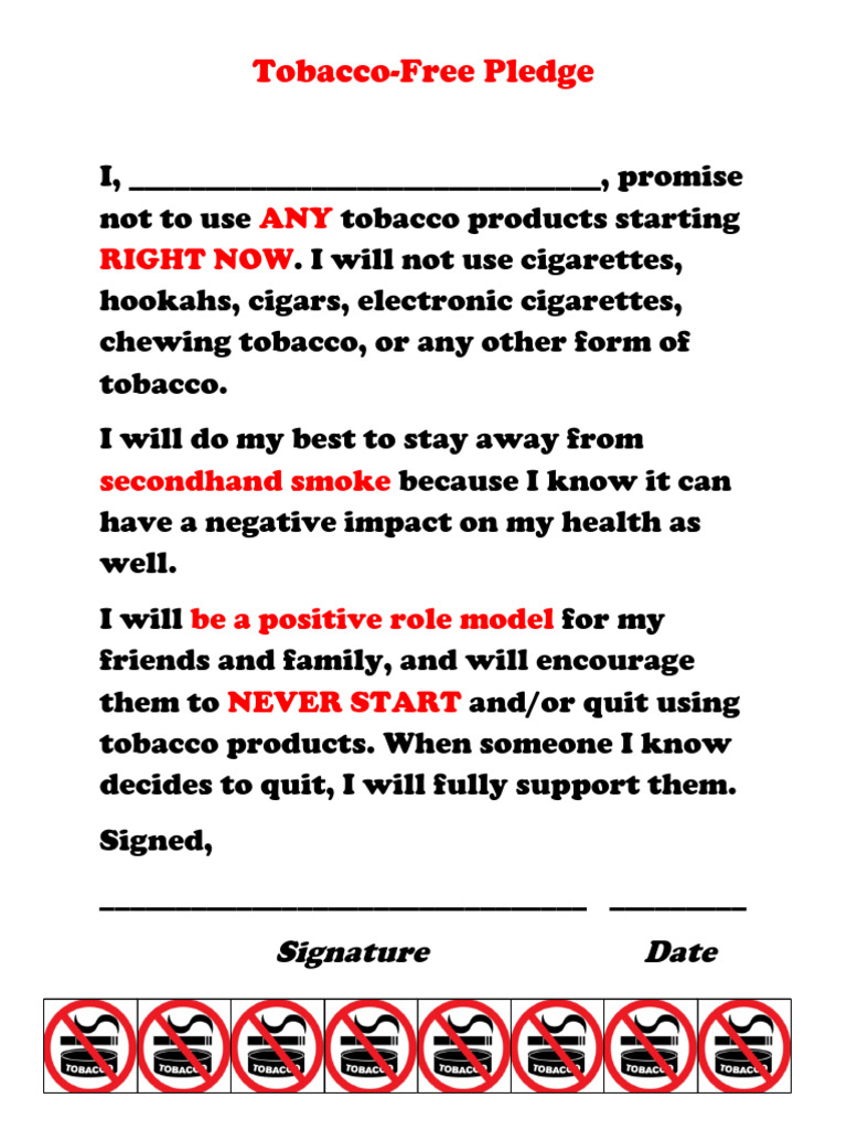 Tobacco Free Pledge | PDF