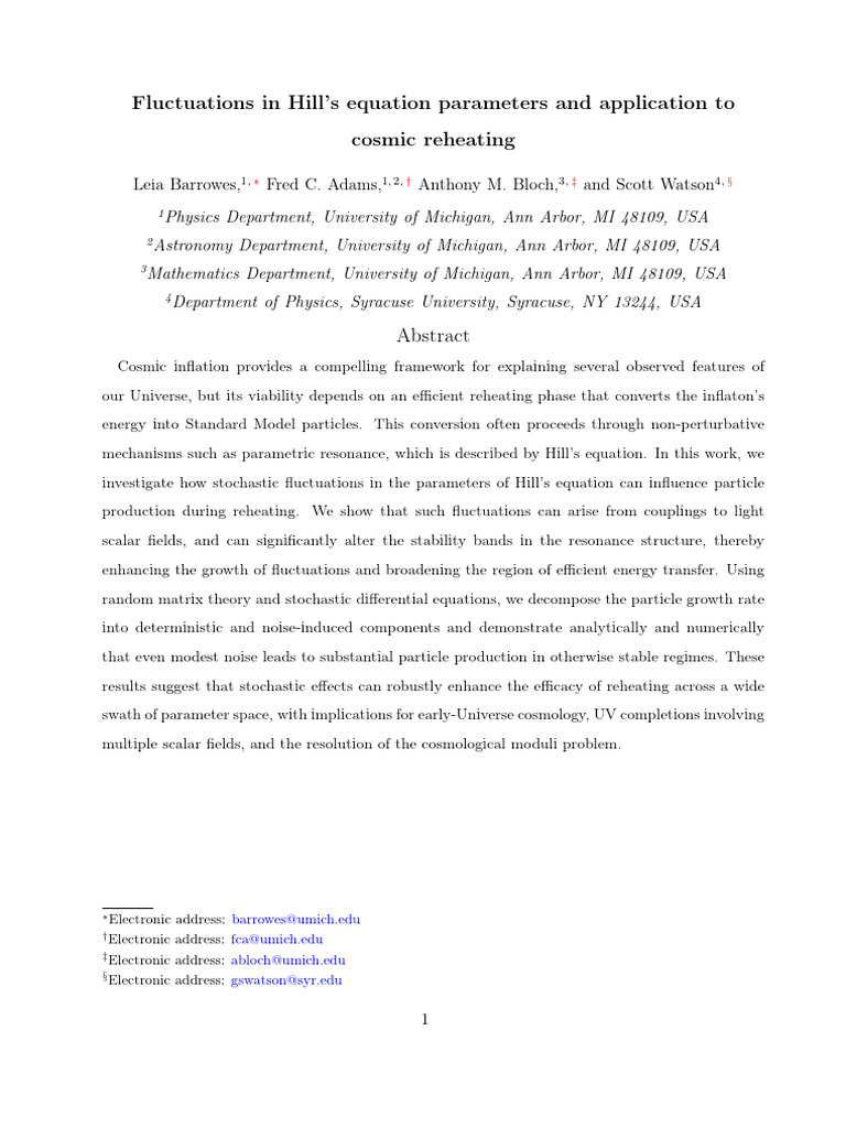 Fluctuations in Hill's Equation Parameters and Application To | PDF ...