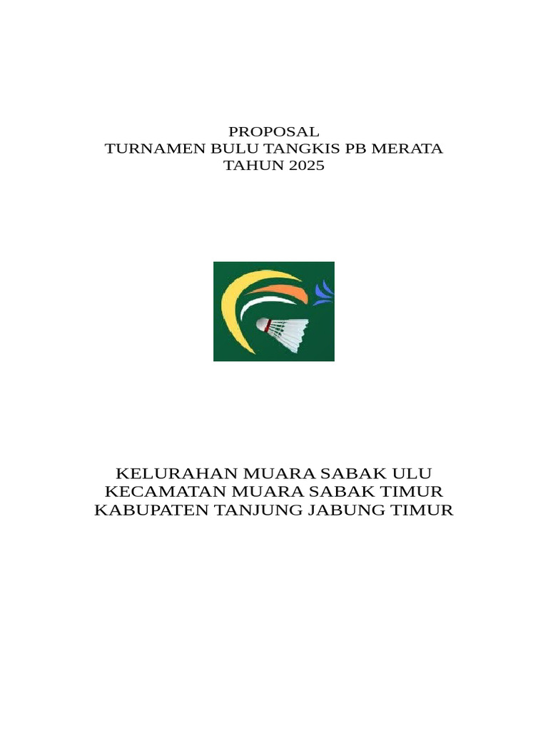 Proposal Turnamen Bulu Tangkis PB Merata TAHUN 2025 | PDF