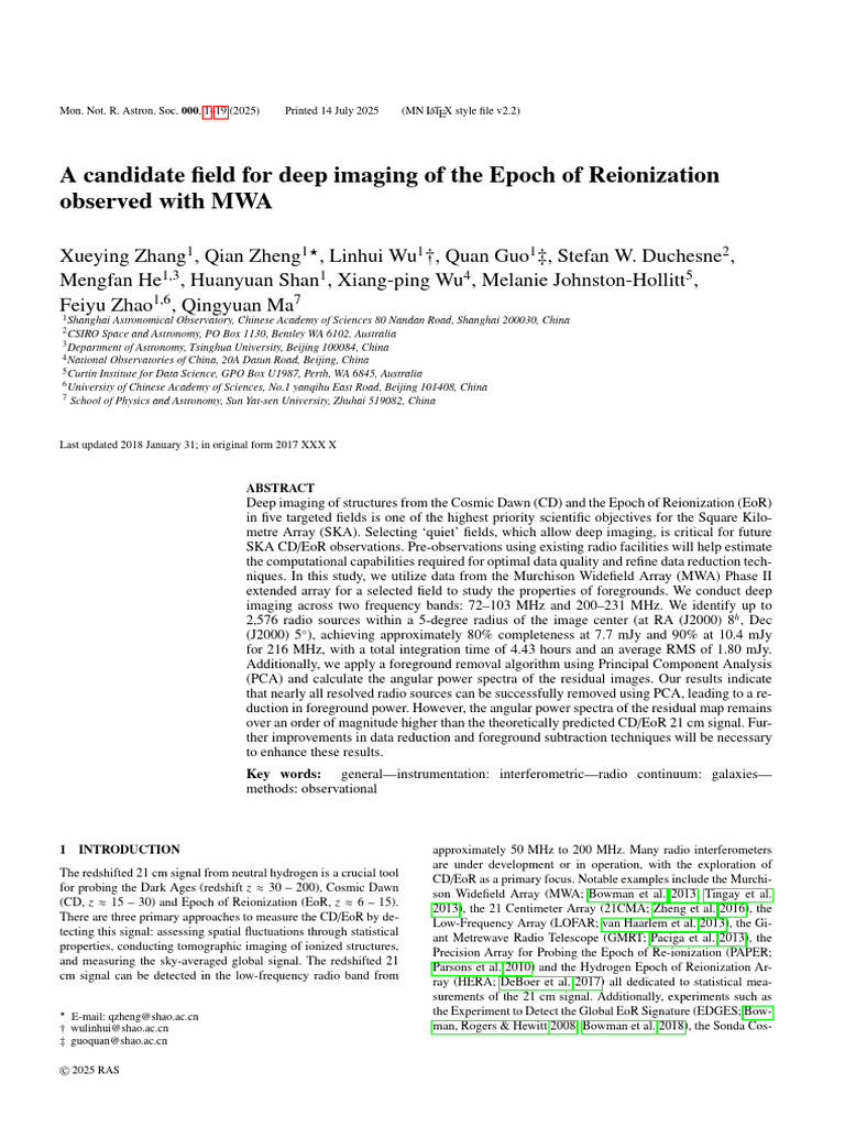 A Candidate Field For Deep Imaging of The Epoch of Reionization | PDF ...