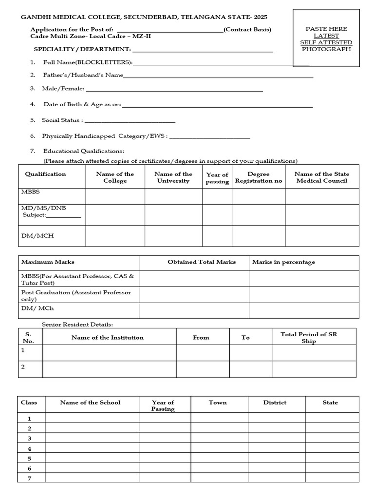 Application Form Contract 2025 | PDF | Doctor Of Medicine