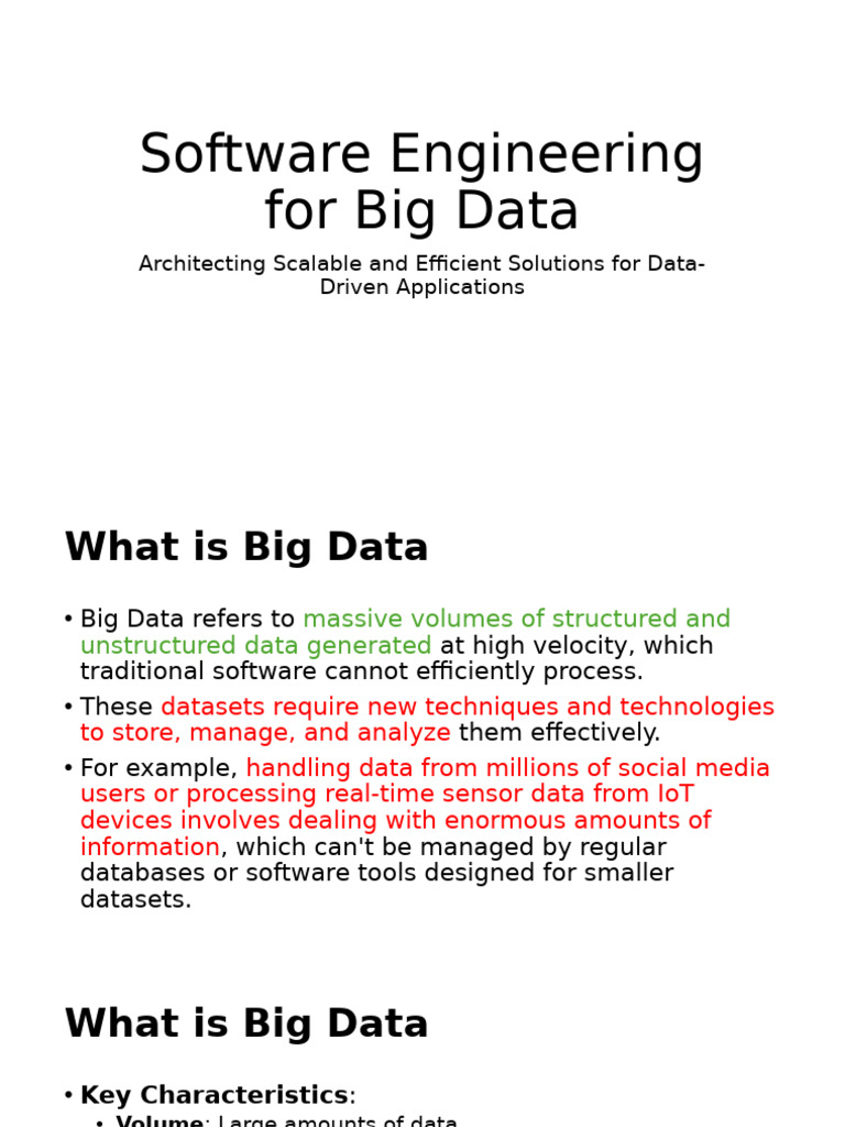 Lecture 5 Software Engineering For Big Data | PDF | Big Data | Apache Hadoop
