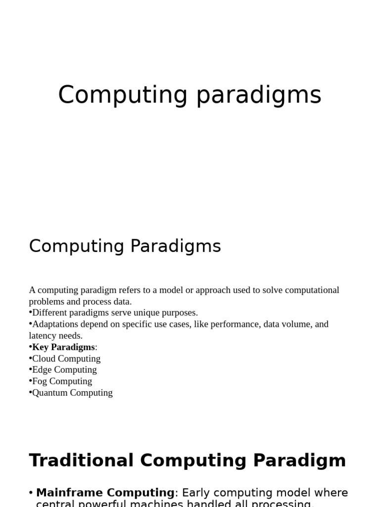 Overview of Computing Paradigms | PDF | Cloud Computing | Software As A ...
