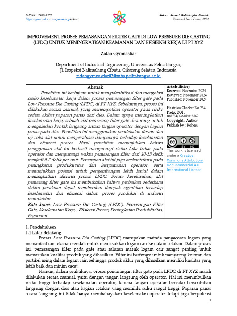 Peningkatan Pemasangan Filter Gate LPDC | PDF
