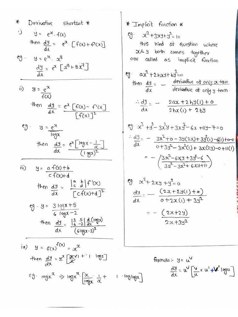 Derivative Integration Notes - 250705 - 142529 | PDF | Mathematical ...
