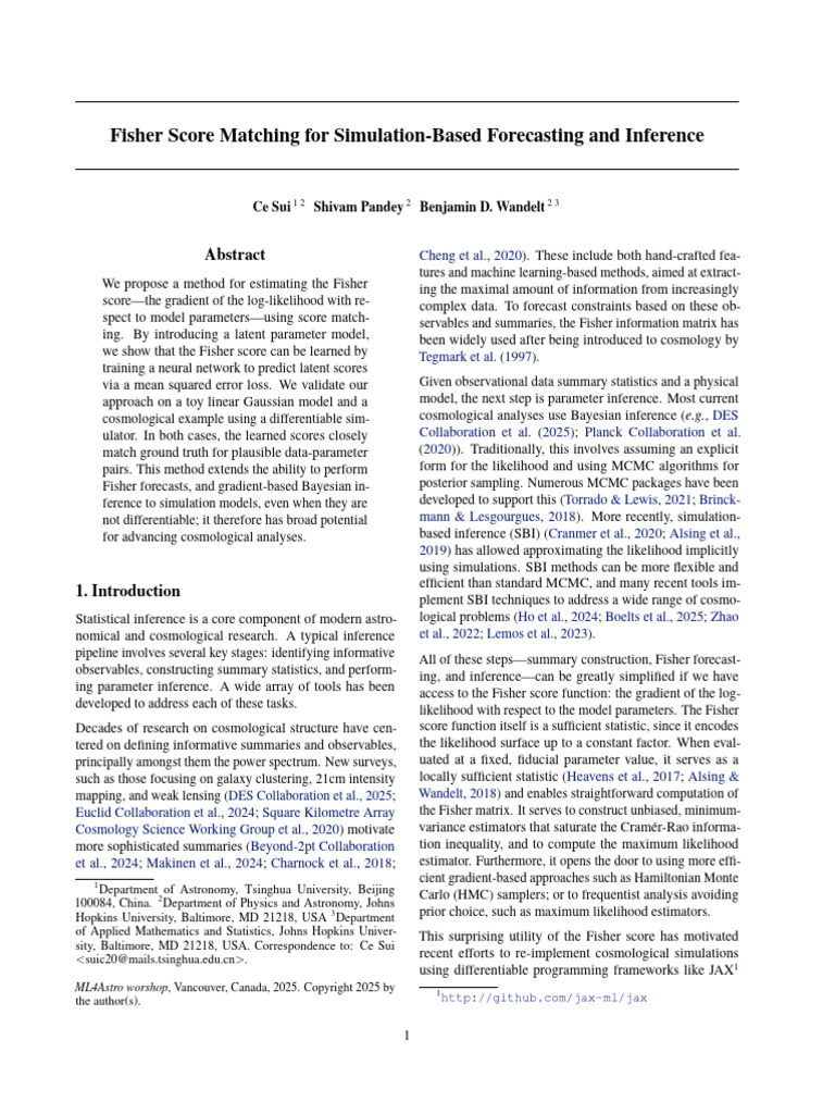 Fisher Score Matching For Simulation-Based Forecasting and Inference | PDF | Statistical ...