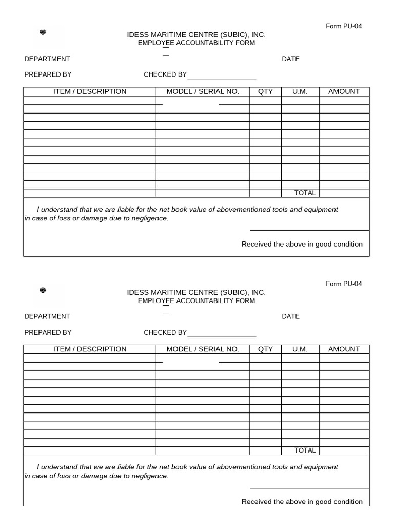 Accountability Form | PDF
