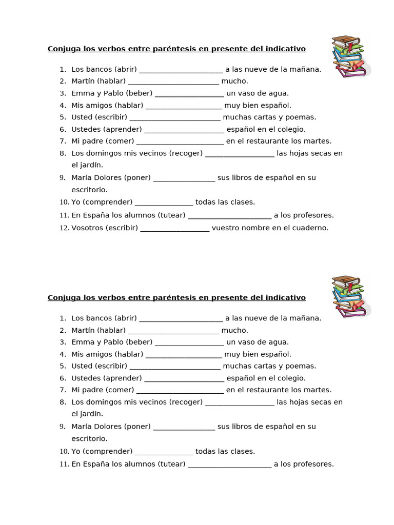 Actividad Presente de Indicativo | PDF