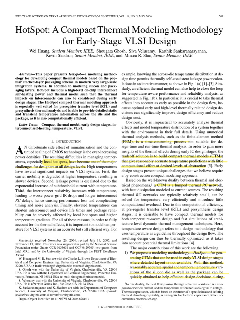 HotSpot: Compact Thermal Modeling for VLSI | PDF | Finite Element ...