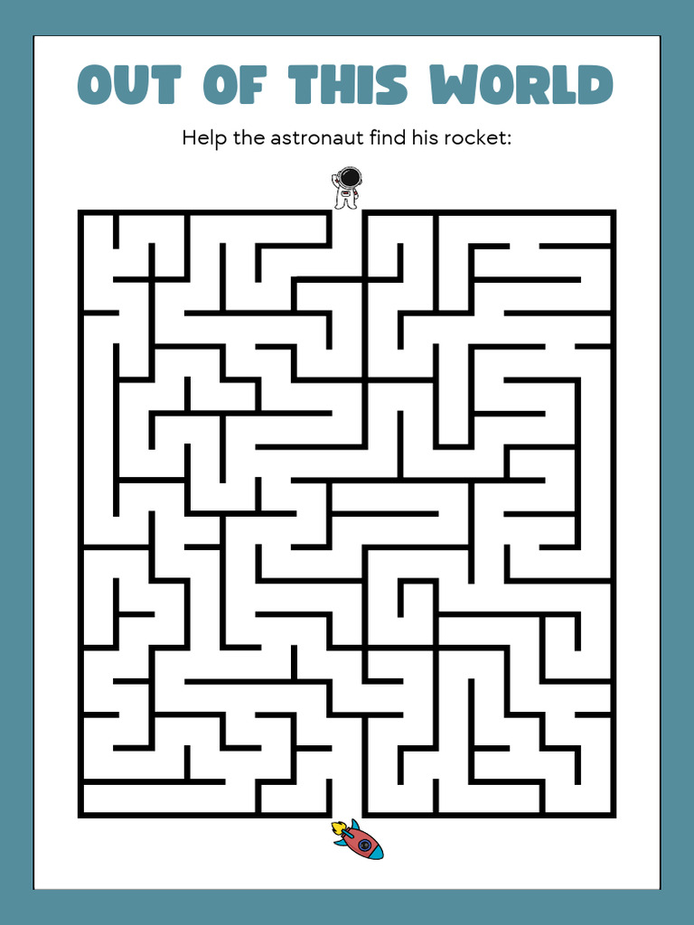 Space Maze Worksheet in Colorful Maze Style | PDF