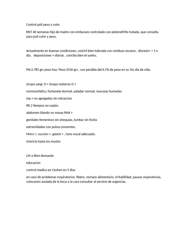 Control Poli Peso y Color | PDF