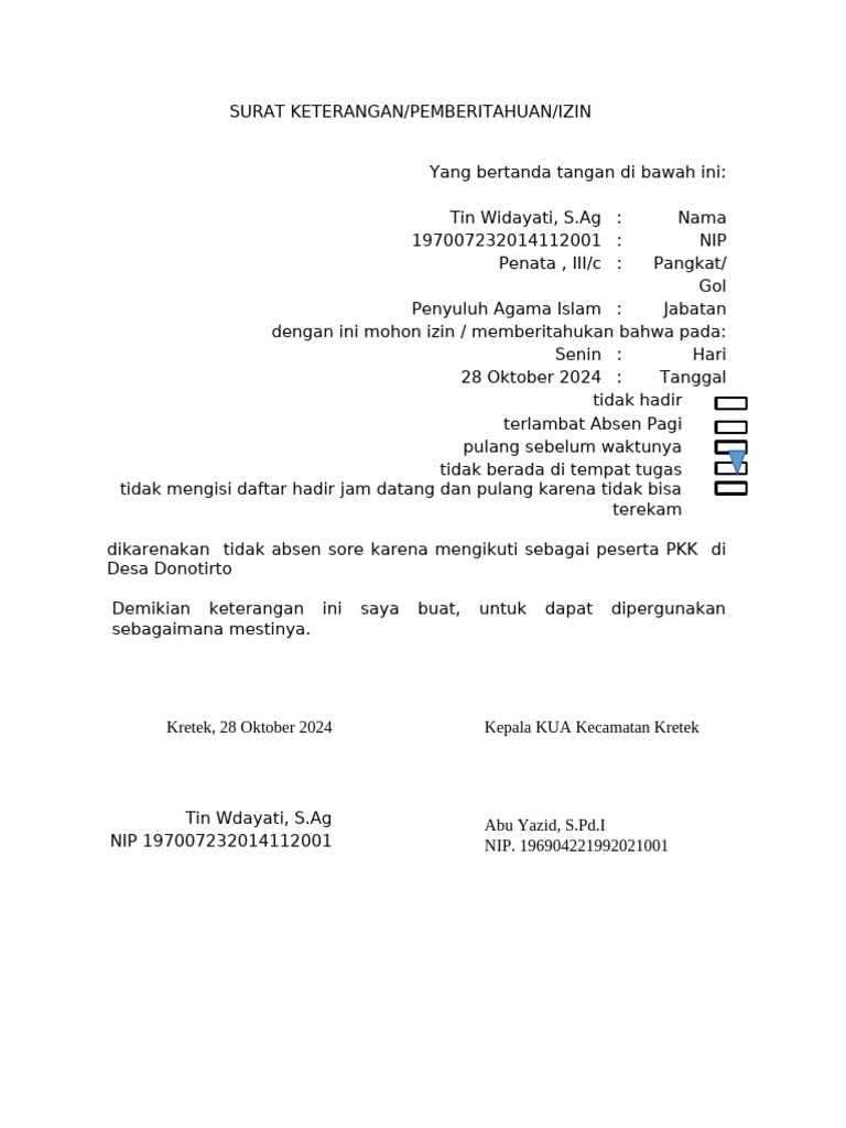 Surat Alibi Bu Tin | PDF