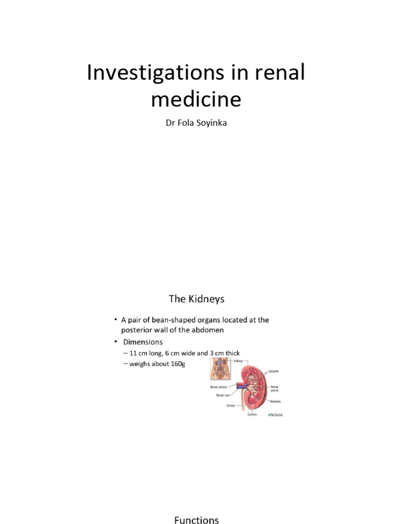 Investigations in Renal Medicine New | PDF | Kidney | Creatinine