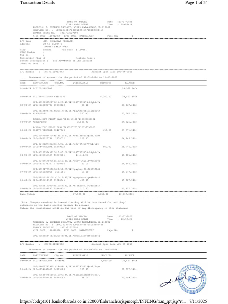 Bank Statement: ACHDR Transactions | PDF | Banks | Cheque