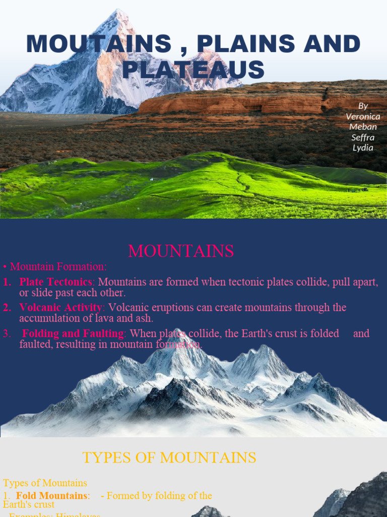 Moutains, Plains and Plateaus | PDF | Plateau | Mountains