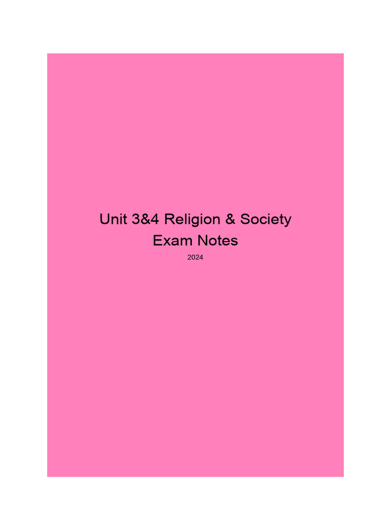 Religion & Society Exam Notes 2024 | PDF | Catholic Church | Bible