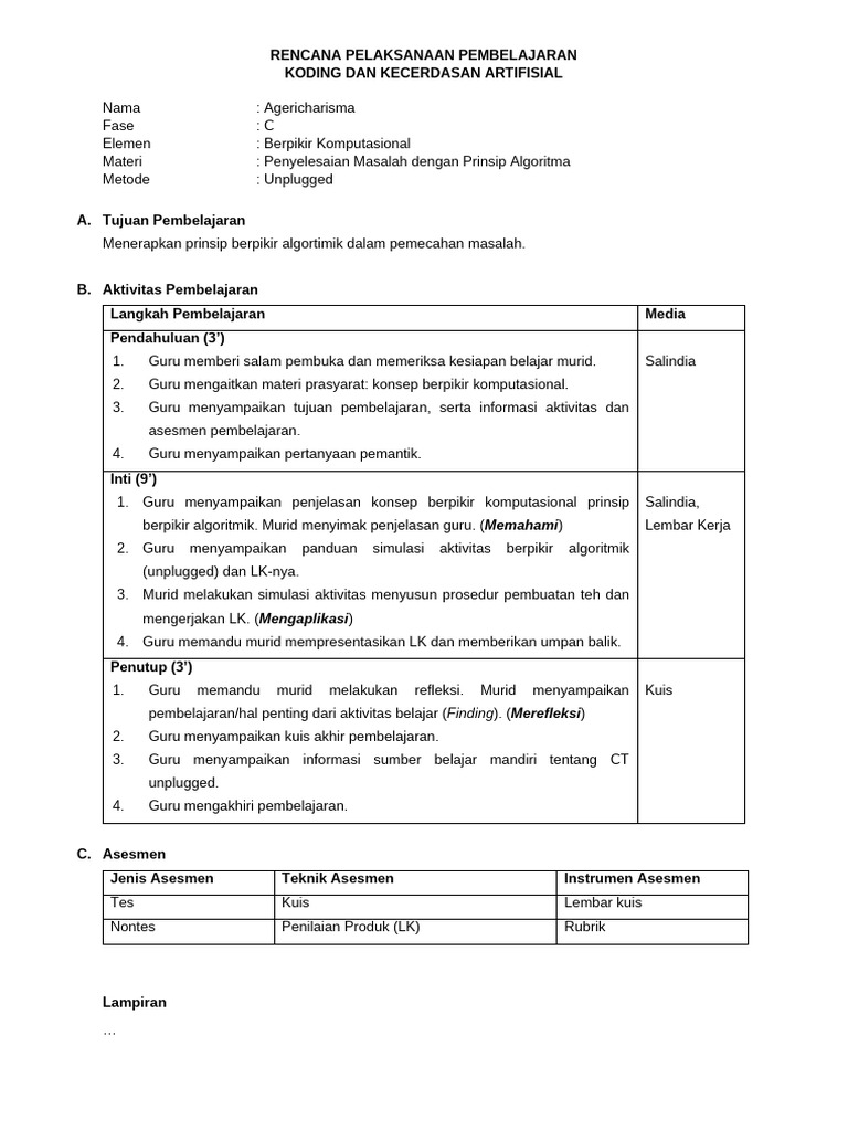 Contoh RPP Peer Teaching 15 Menit | PDF