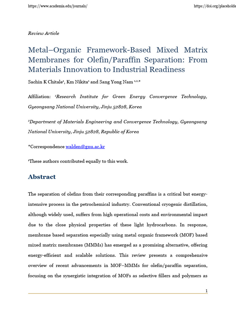 Metal Organic Framework Based Mixed Matr | PDF | Alkene | Adsorption