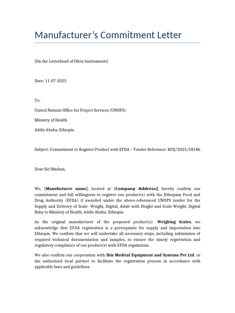 ITB - 2025 - 58238 Manufacturer - Commitment - Letter | PDF