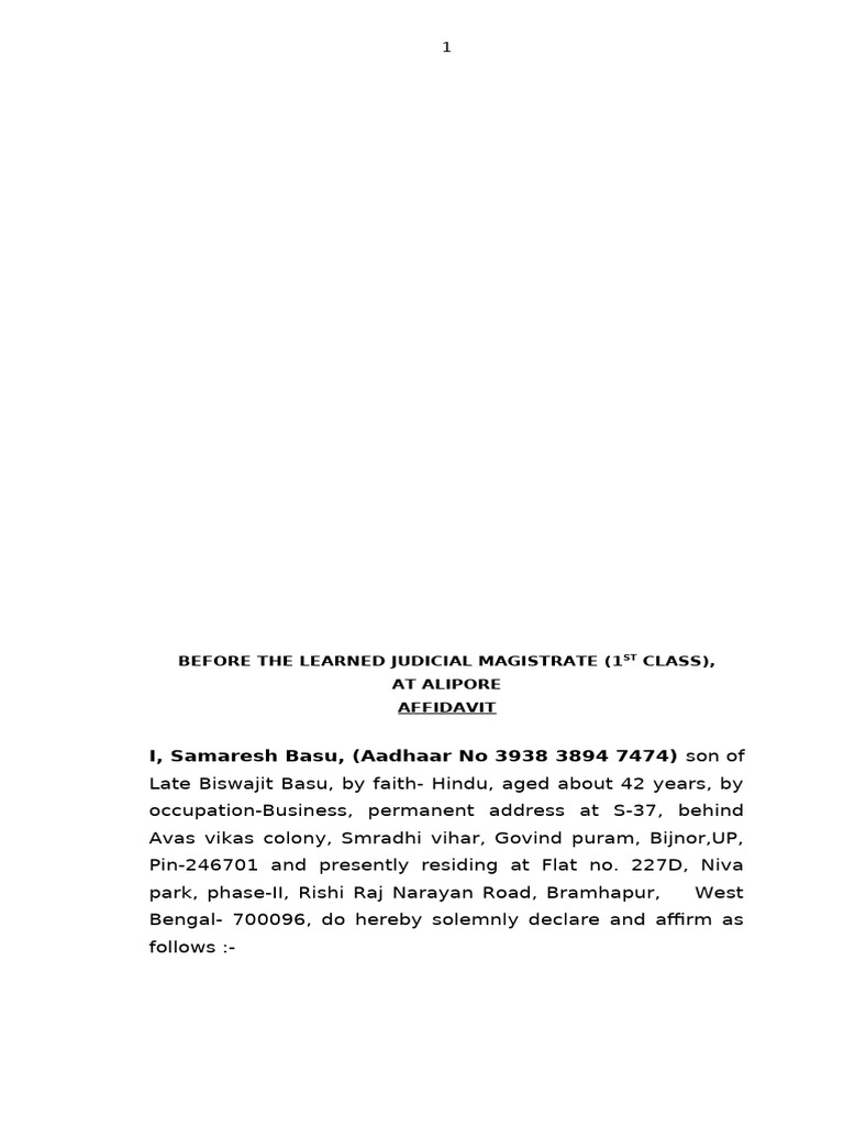 Affidavit by Samaresh Basu 2 - Warison Com | PDF