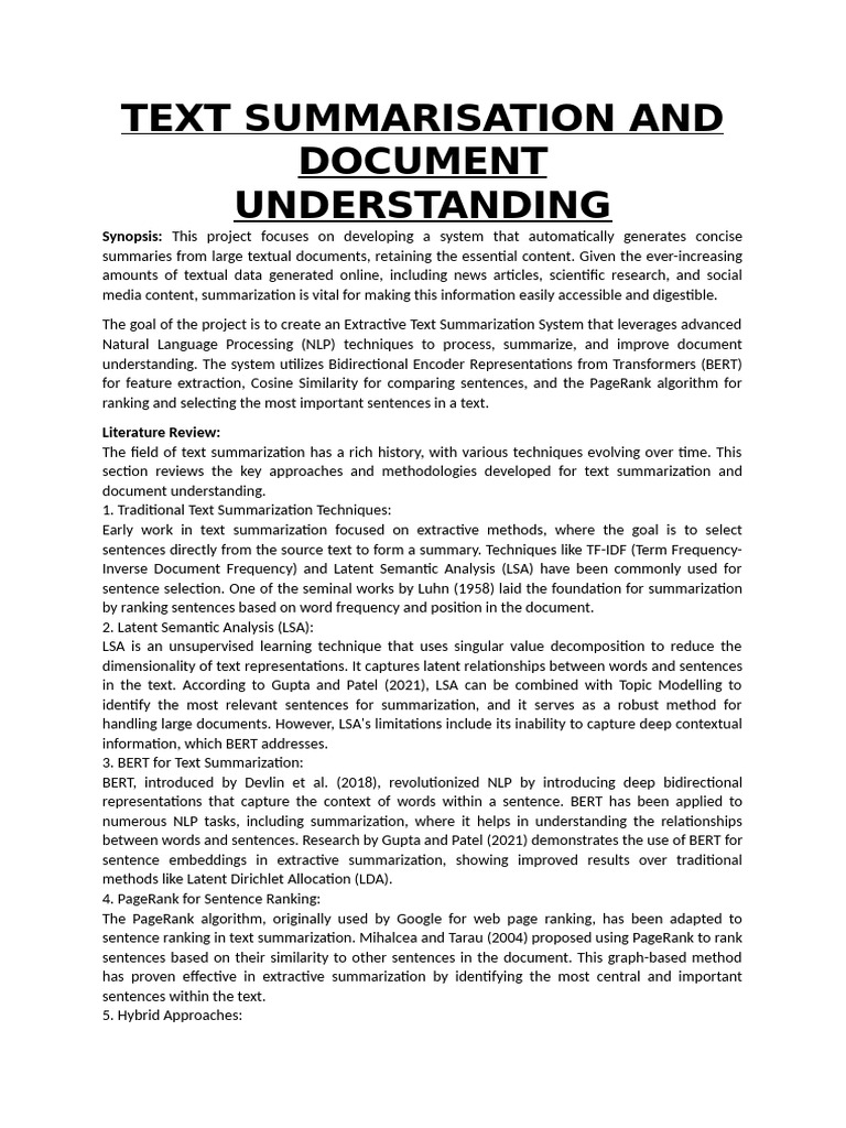 Text Summarisation and Document Understanding | PDF | Information Science | Applied Mathematics