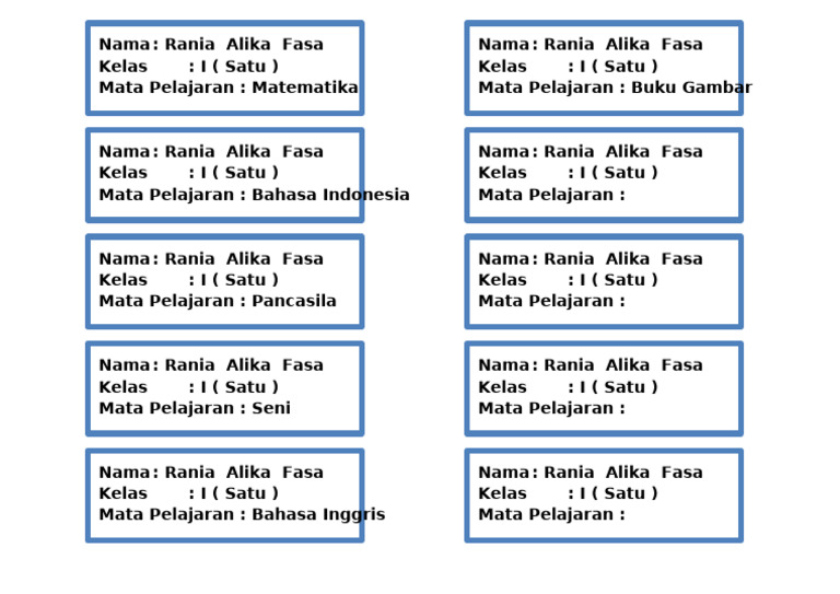 Nama Untuk Dibuku Tulis Alika | PDF